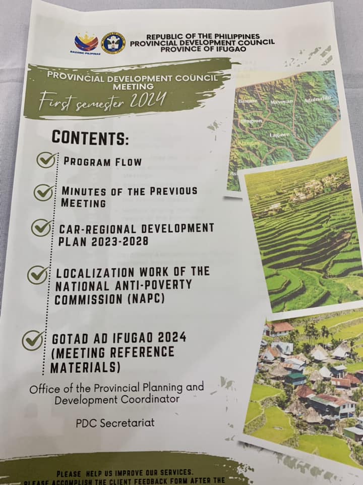 Provincial Development Council 1st Semester 2024 and Gotad Ad Ifugao 2024 Meetings – JERRY U ...